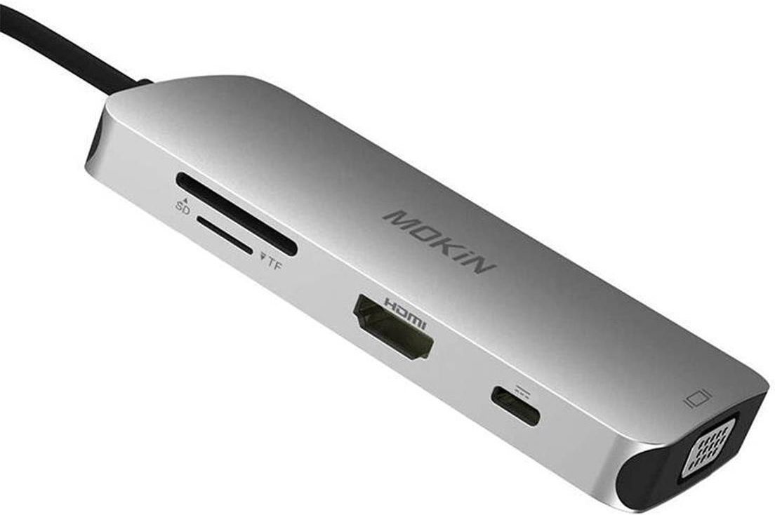 Hub USB Mokin Adapter USB 8w1 USB-C do 3x 3.0 + HDMI VGA SD Card Reader ...