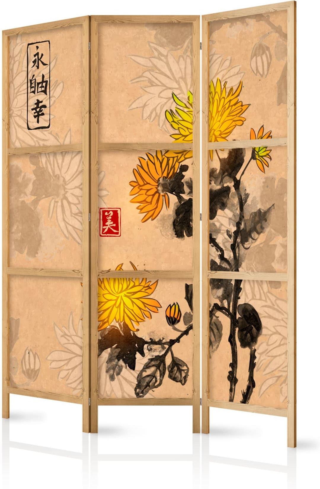 Artgeist Parawan Japoński Styl Chryzantemy Room Dividers 135X172 ...