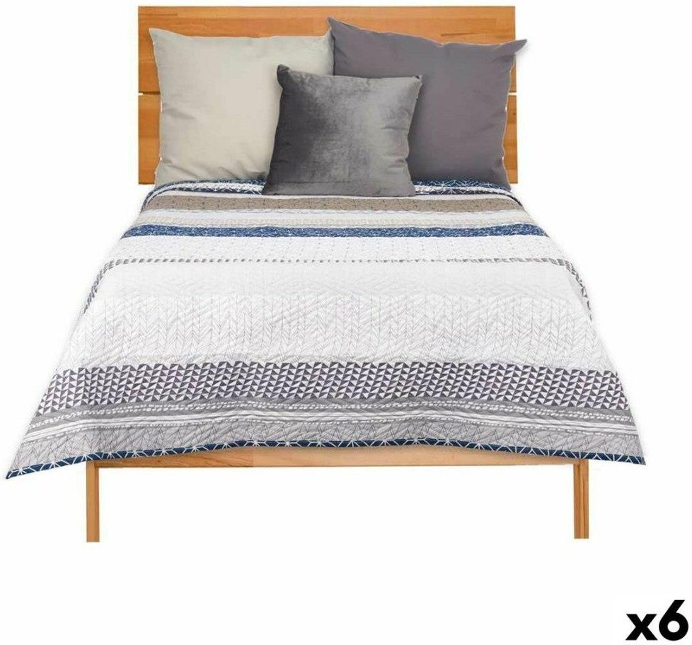 Gift Decor Dwustronna Narzuta Na Łóżko 240X260 Cm Sześciokąt Niebieski Biały Szary (6 Sztuk ...