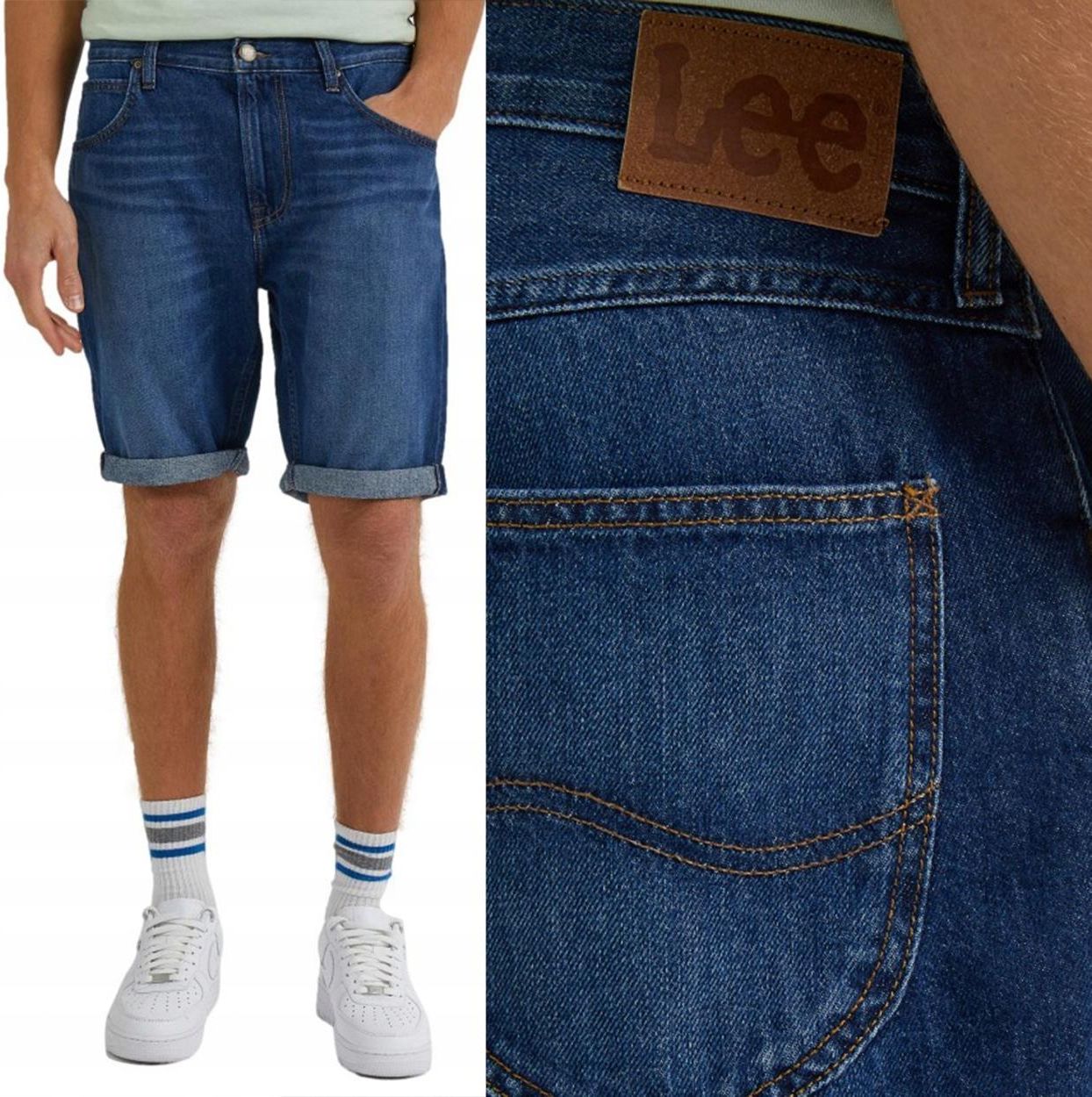 Lee 5 Pocket Short Vcr Dark Worn Krótkie Spodenki DżINS Bez Streczu W36 ...