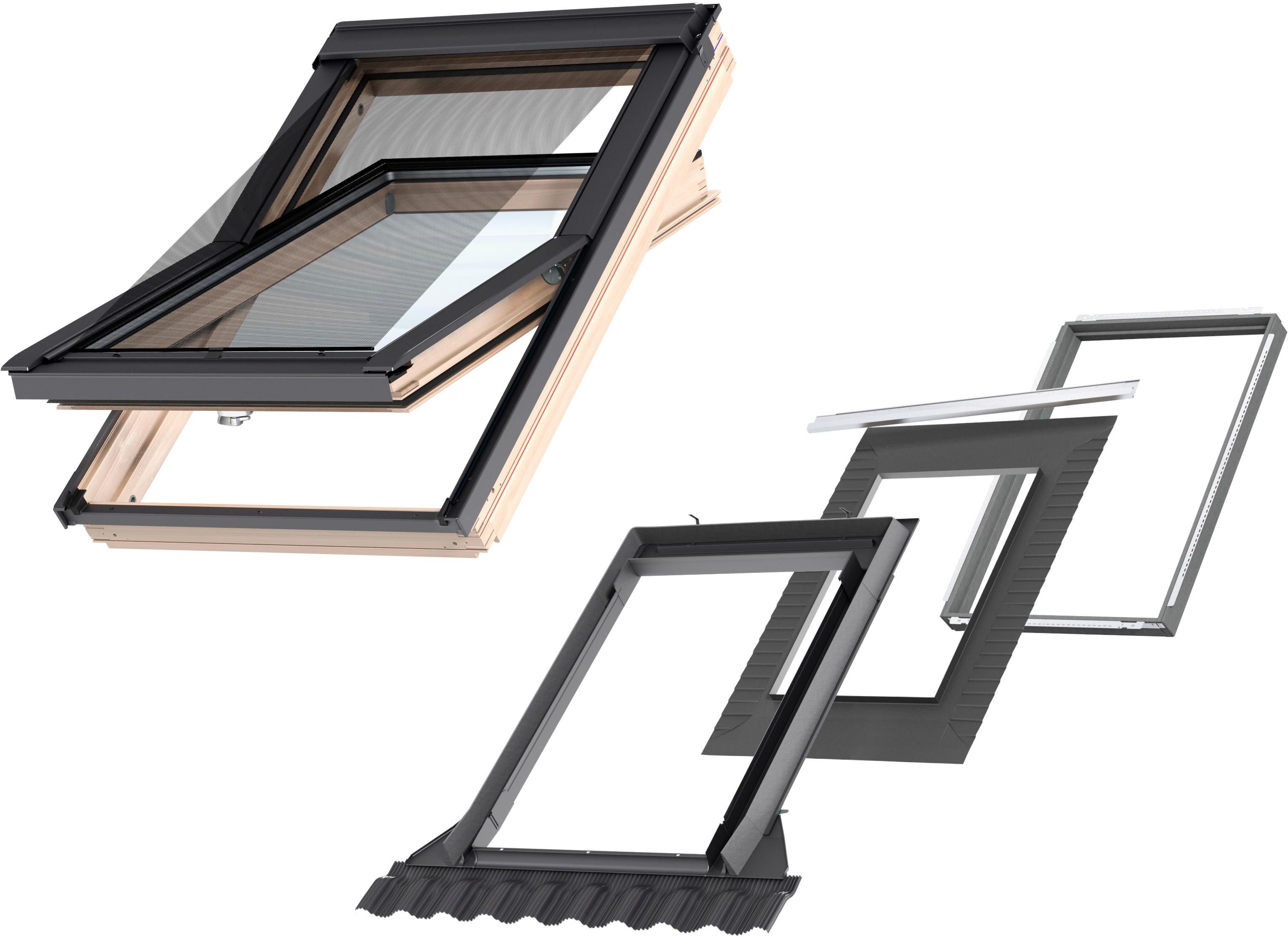 Okno dachowe Velux Pakiet Okno Gll 1061B Z Dolnym Otwieraniem + Markiza ...