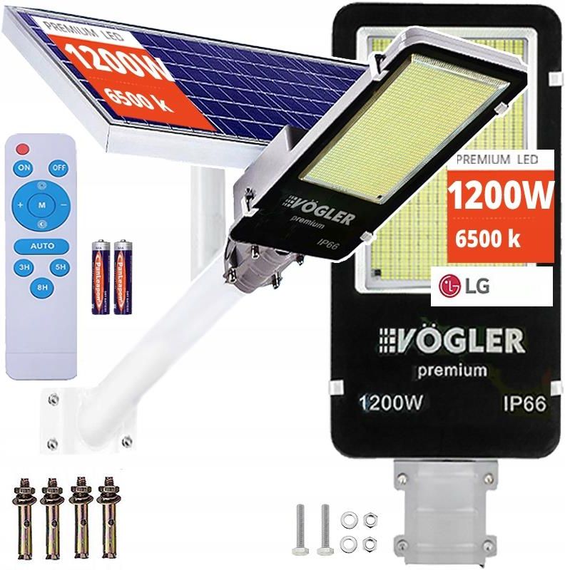 MOCNA DUŻA LAMPA SOLARNA ULICZNA OGRODOWA PILOT SUPER PREMIUM AKUMULATOR LG 1200W - Ceny i ...
