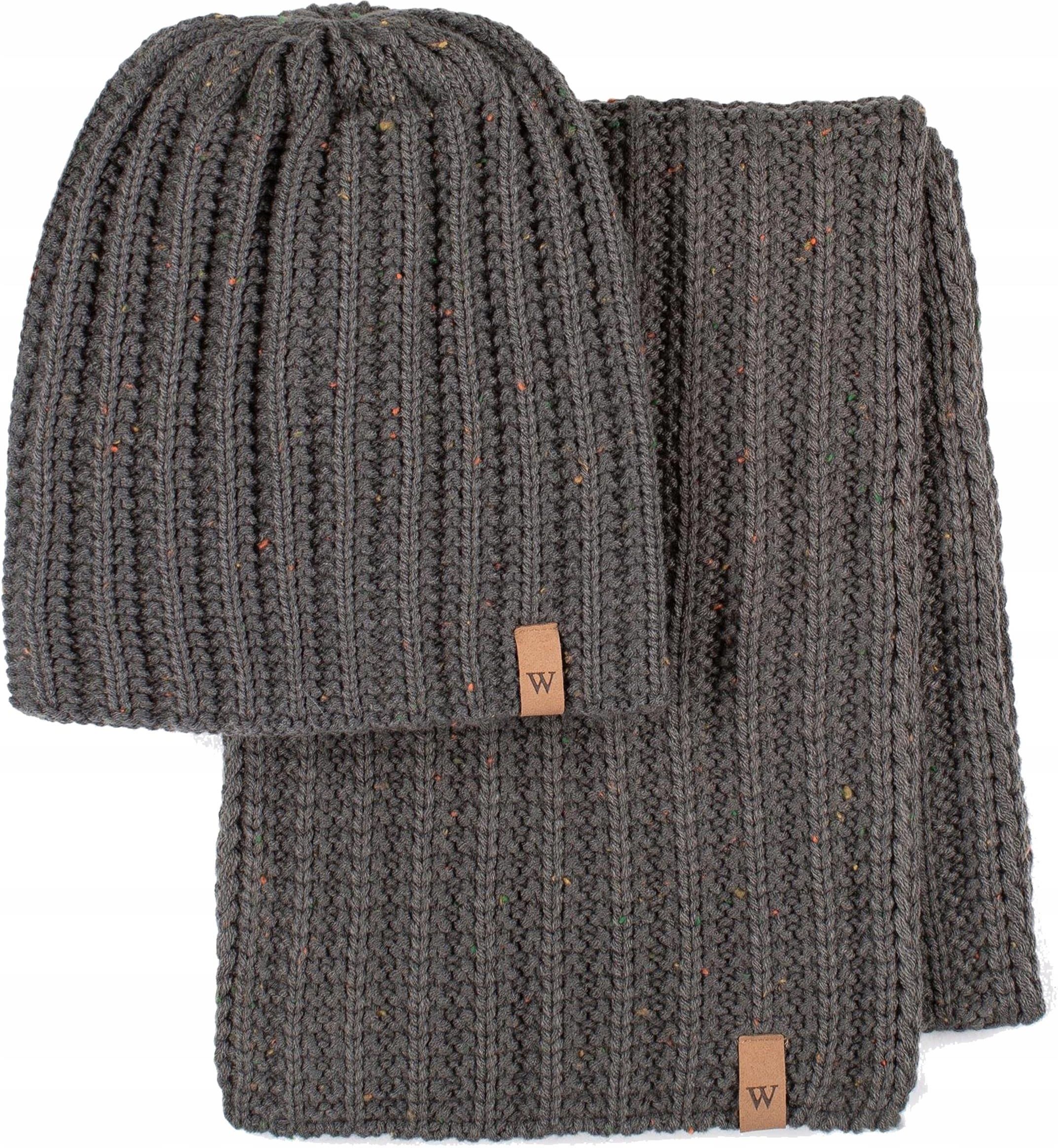 Męska czapka zimowa szalik Wittchen 97-SF-003-8 komplet zimowy szary - Ceny i opinie - Ceneo.pl