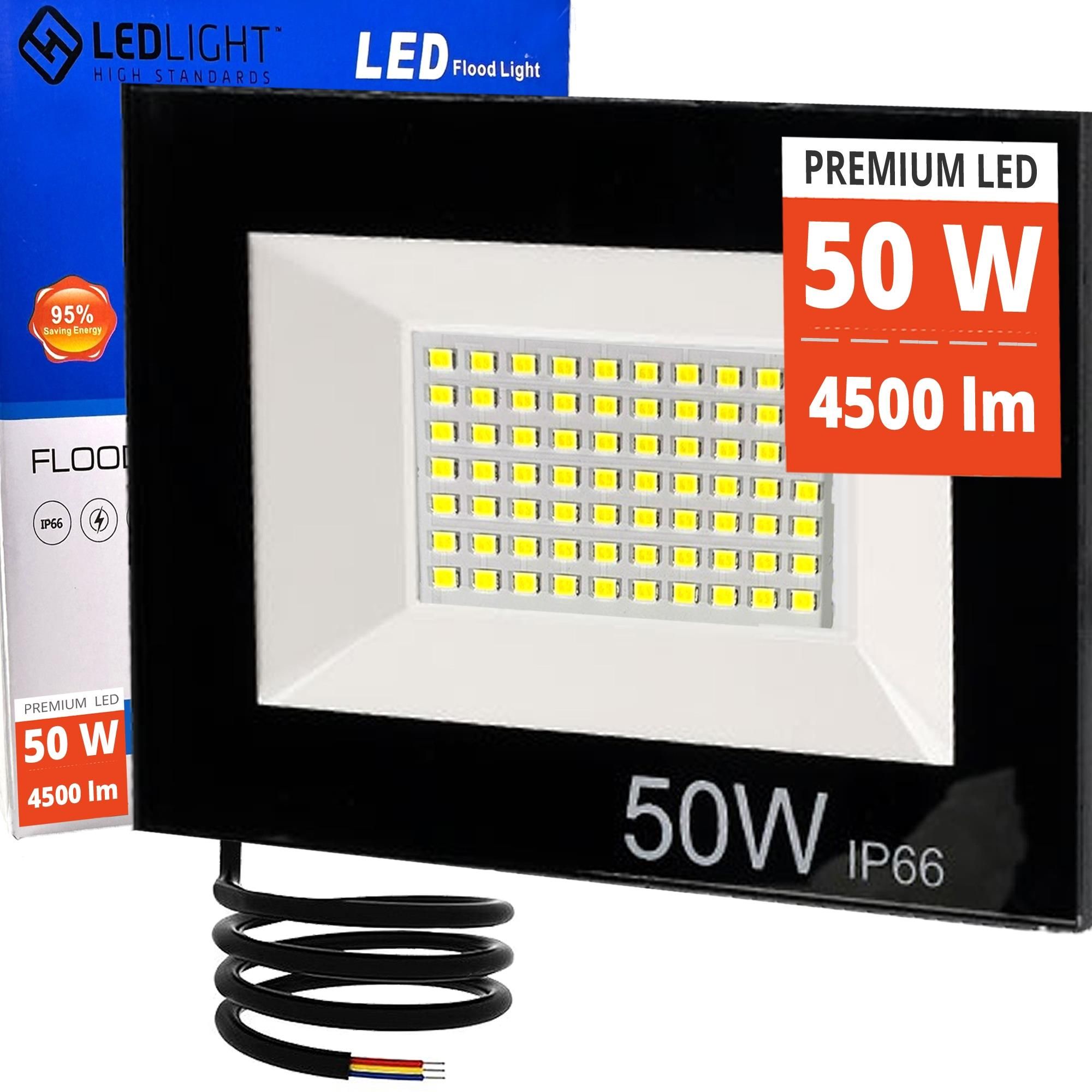 Halogen Reflektor LAMPA robocza NAŚWIETLACZ WODOODPORNY LED PREMIUM 50W ...