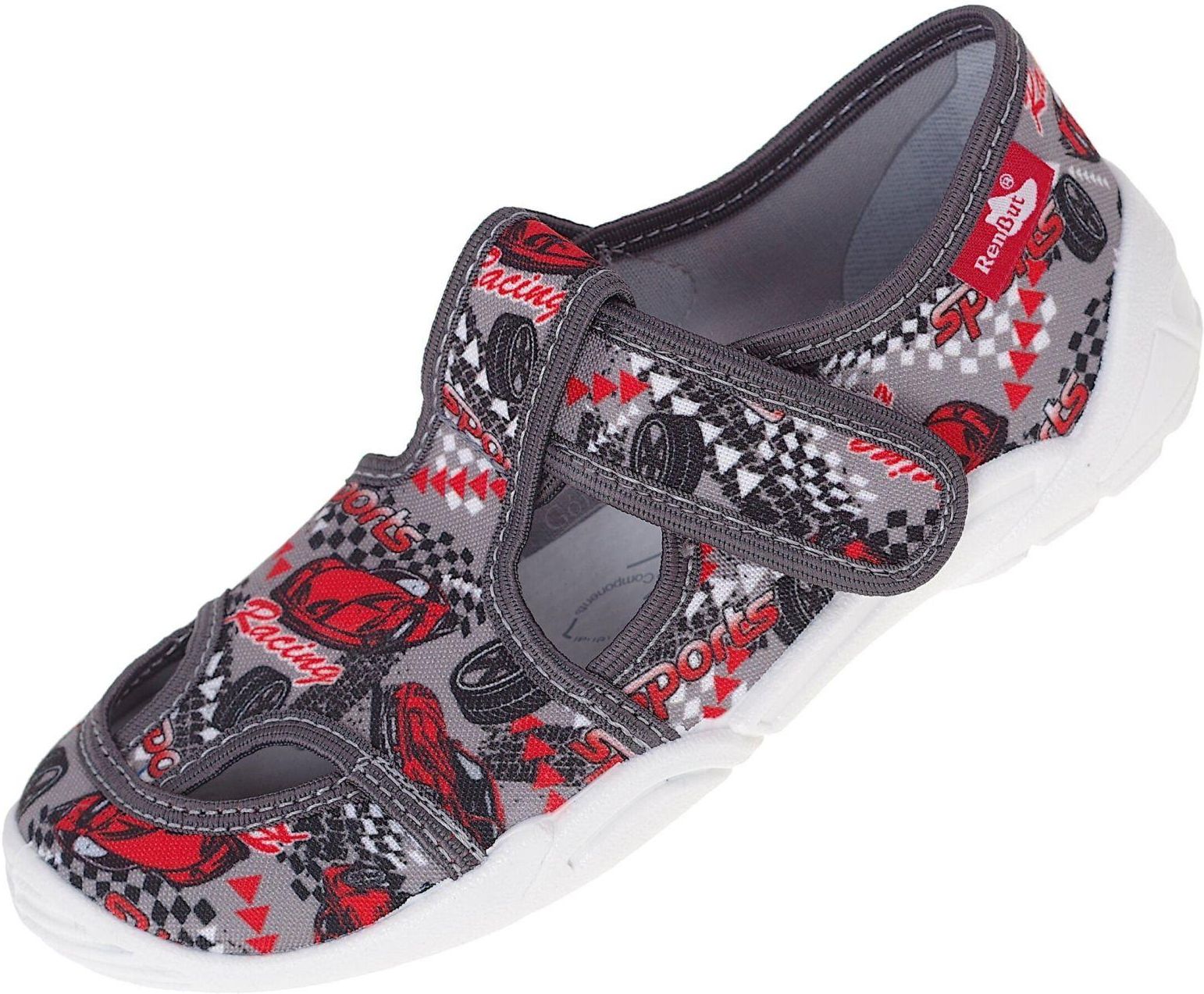 Kapcie sandały tekstylne skóra RenBut 33-375_P-1575 szare auta ...