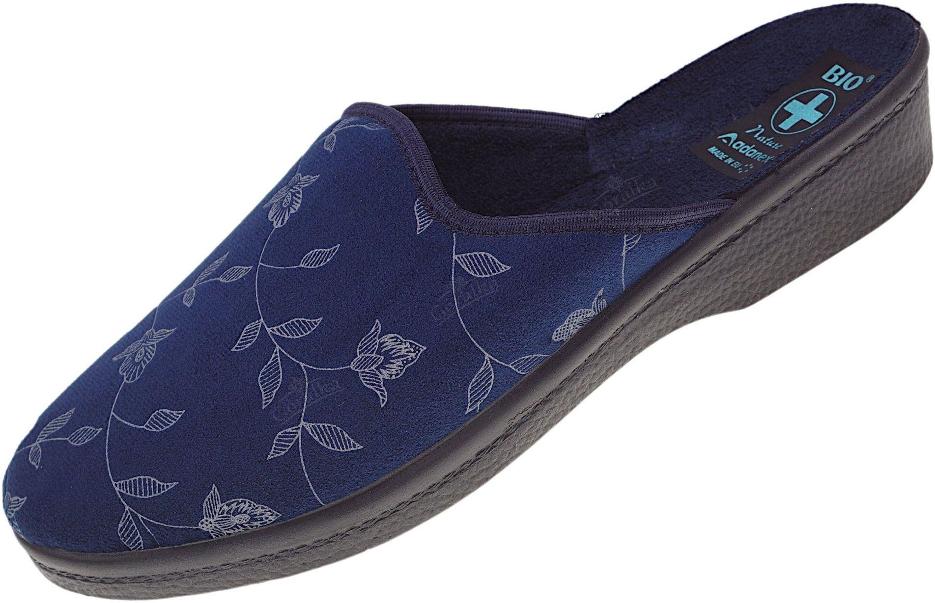 Adanex Pantofle Na Koturnie Kryte Profilowane Bio 18567 Granatowe ...
