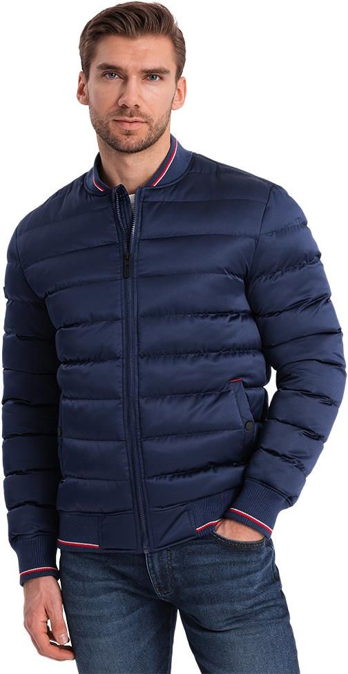 Kurtka męska bomberka satynowa ciemnoniebieska V2 OM-JALP-22FW-007 XL - Ceny i opinie - Ceneo.pl