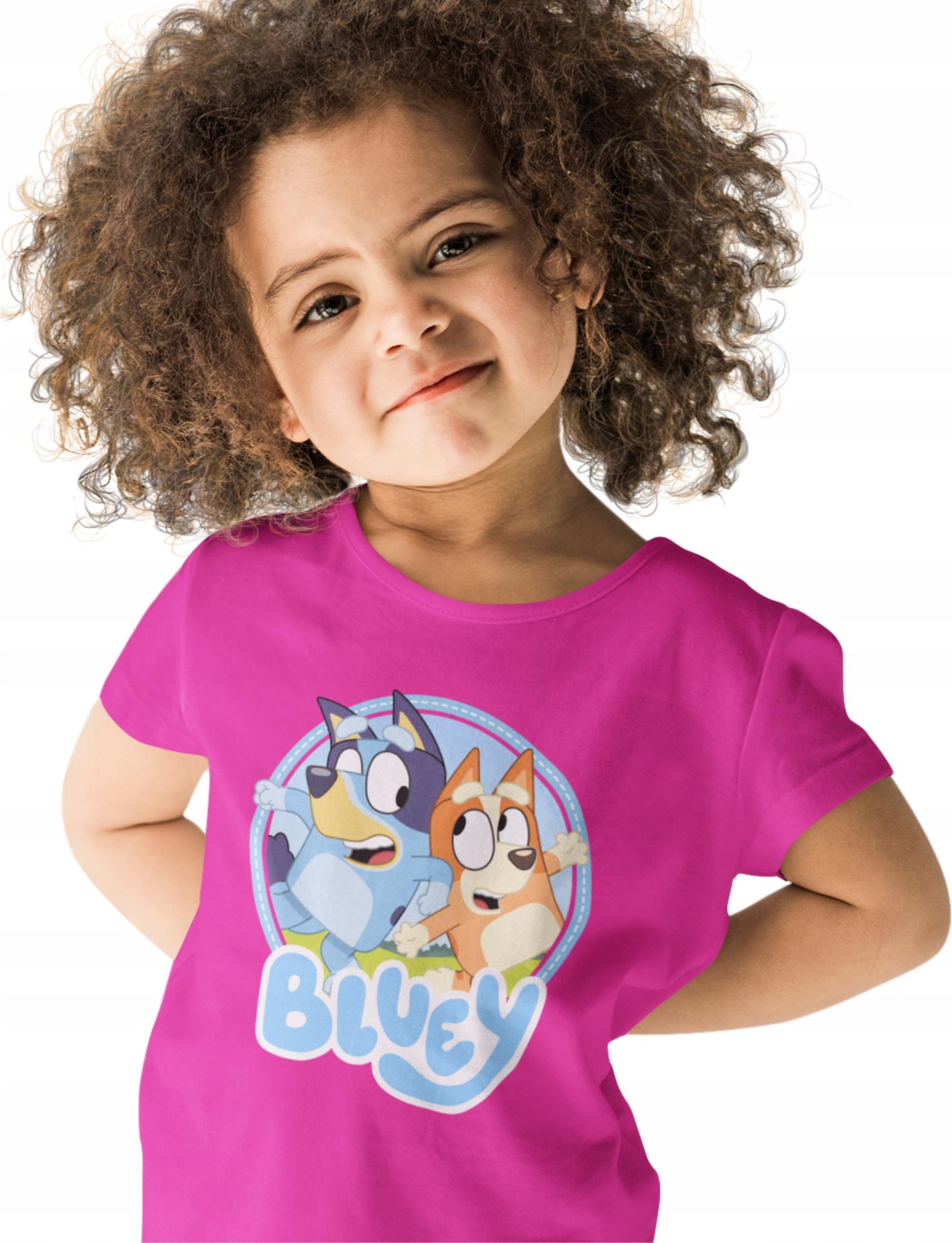 T-shirt Koszulka Dziecięca Bawełna Bluey Bingo bajka Blue Fuksja 128 ...