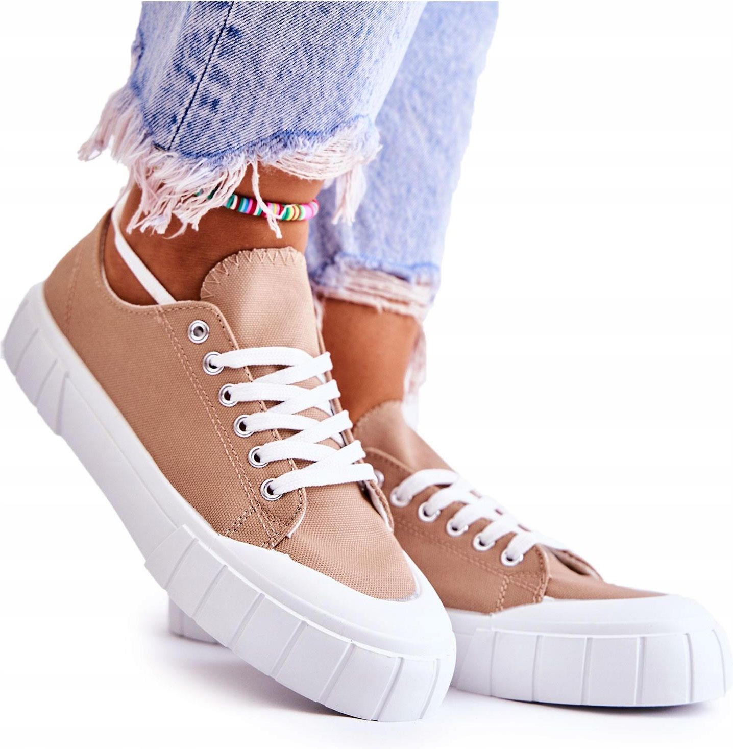 Damskie Klasyczne Trampki Platforma Brązowe 37 - Ceny i opinie - Ceneo.pl