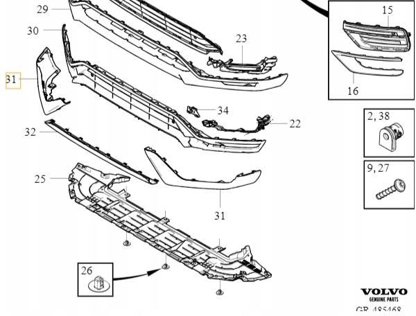 Volvo Lewa Listwa Spoilera Zderzak Przod R-Design 39797336 - Opinie i ...