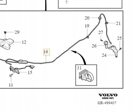 Maska samochodowa Volvo Linka Zamka Maski Pokrywy Silnika Czesc ...