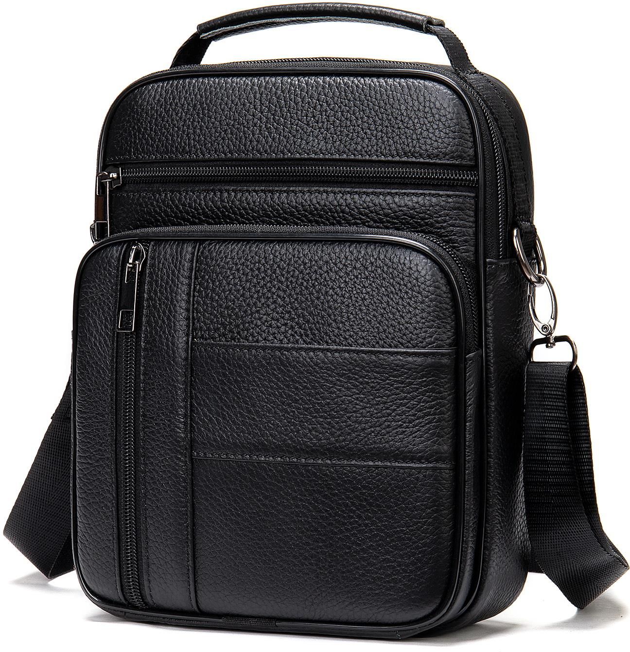 Saszetka Męska Torba do Pracy Skórzana na Ramię Czarna Listonoszka ...