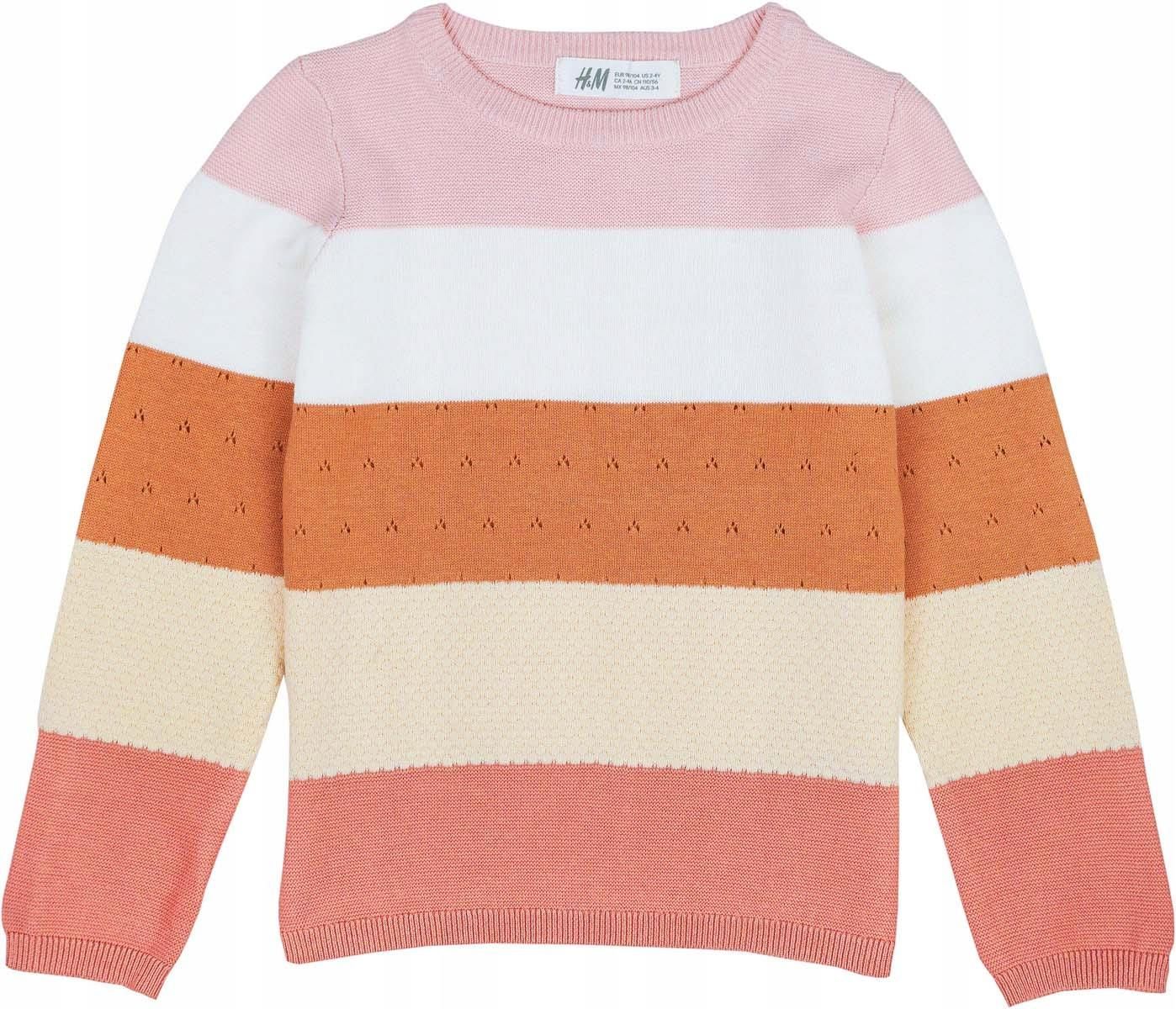H&m Dziewczęcy Sweter Wielokolorowy Sweterek w Pasy Bawełna 122-128 cm - Ceny i opinie - Ceneo.pl