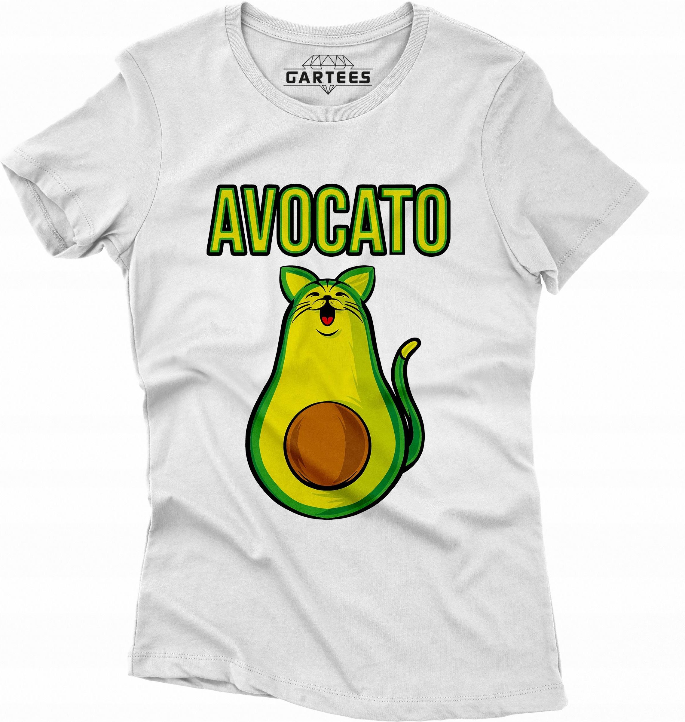Koszulka Damska Z Nadrukiem Avocato Śmieszny Kot Awokado Dla Kociarzy ...