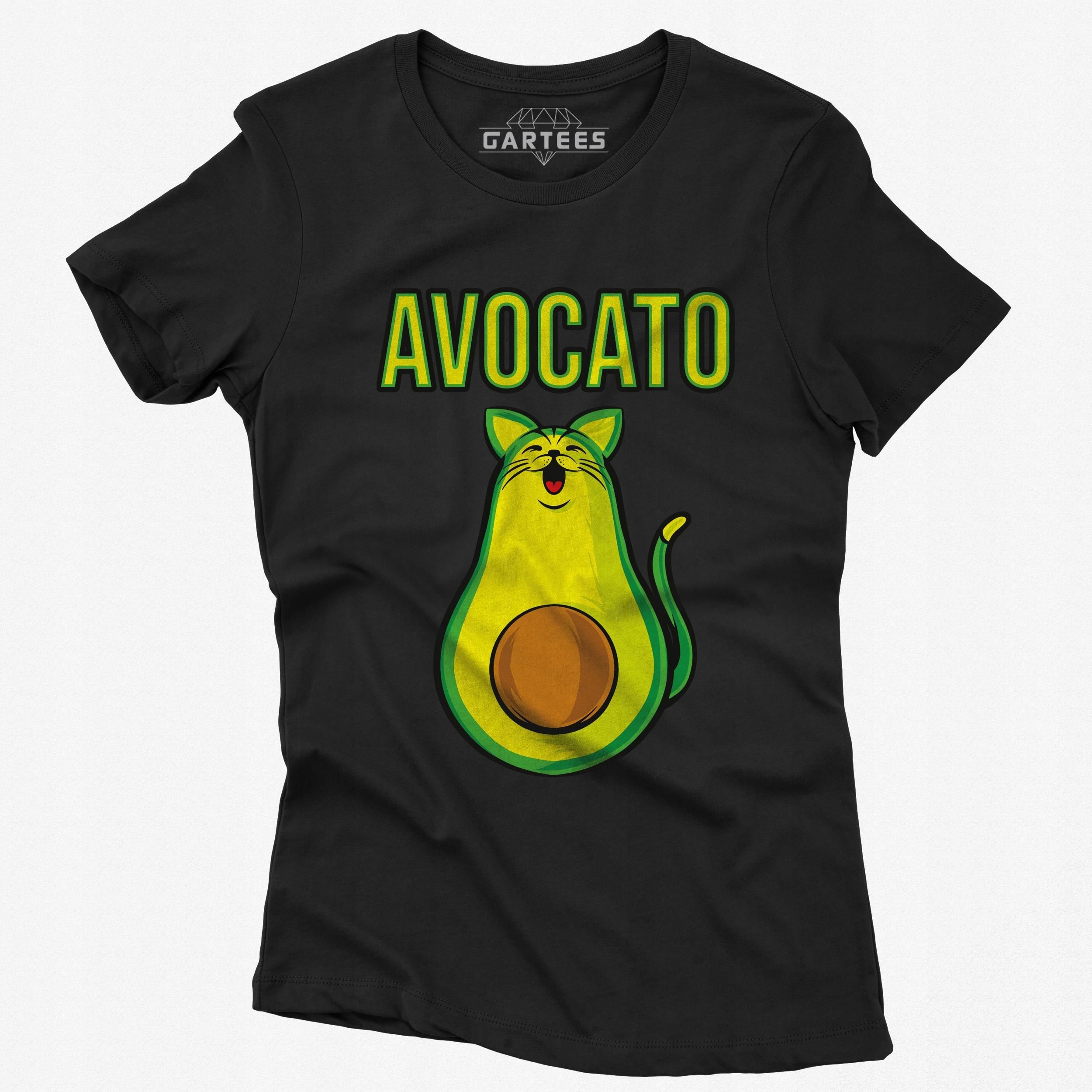 Koszulka Damska Z Nadrukiem Avocato Śmieszny Kot Awokado Dla Kociarzy ...