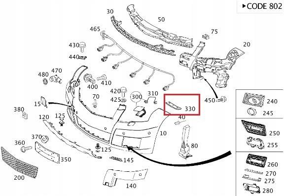 Zderzak do kupienia Mercedes Ślizg Zderzaka Przod Prawa A2048810406 ...
