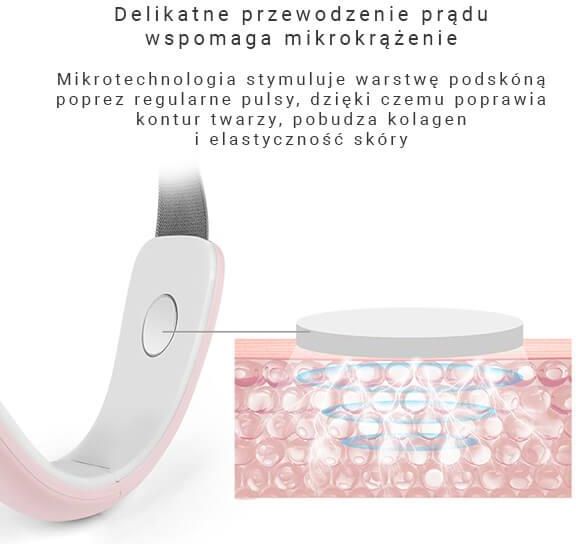 Elektryczny masażer do twarzy ze światłem LED do poprawy owalu twarzy ...