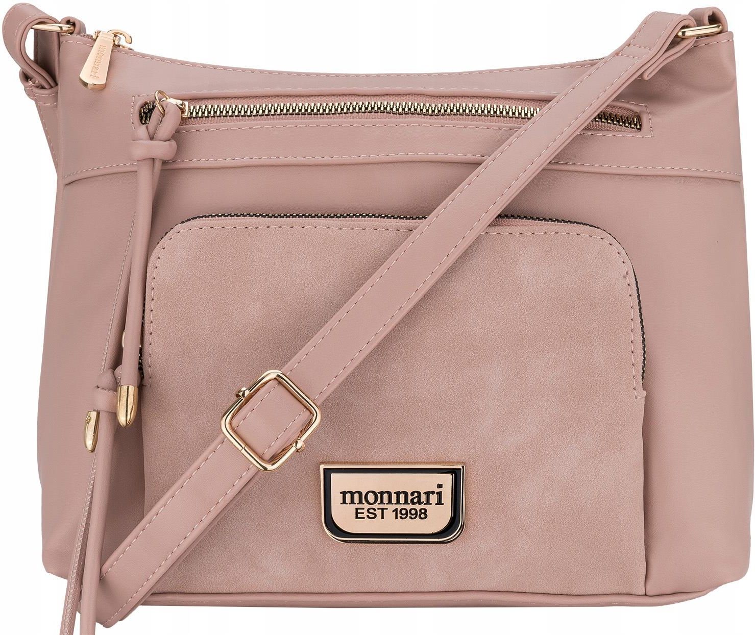 Torebka Pudrowy Róż Listonoszka Monnari Kieszonki Logo - Ceny i opinie - Ceneo.pl
