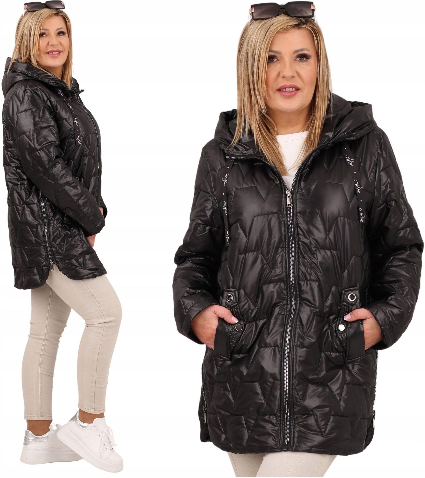 Długa Kurtka Przejściowa Damska Pikowana Polski Producent Rozmiary ...