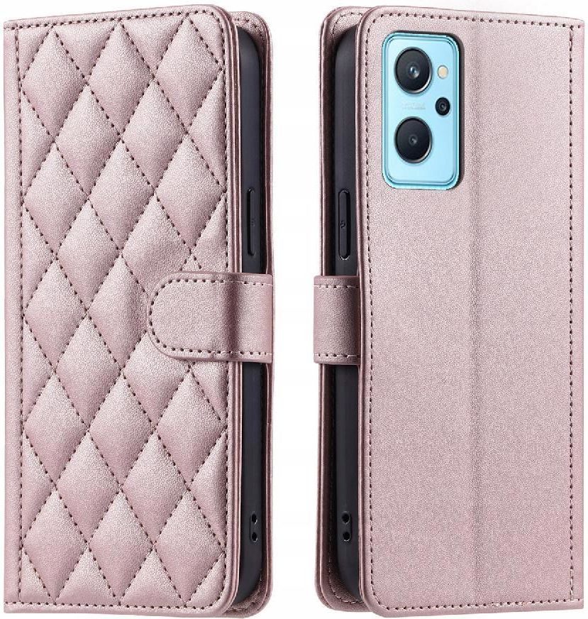 Phone Case For Realme 9I 4G Flip Folio Wallet Hand Strap Lattice Card ...