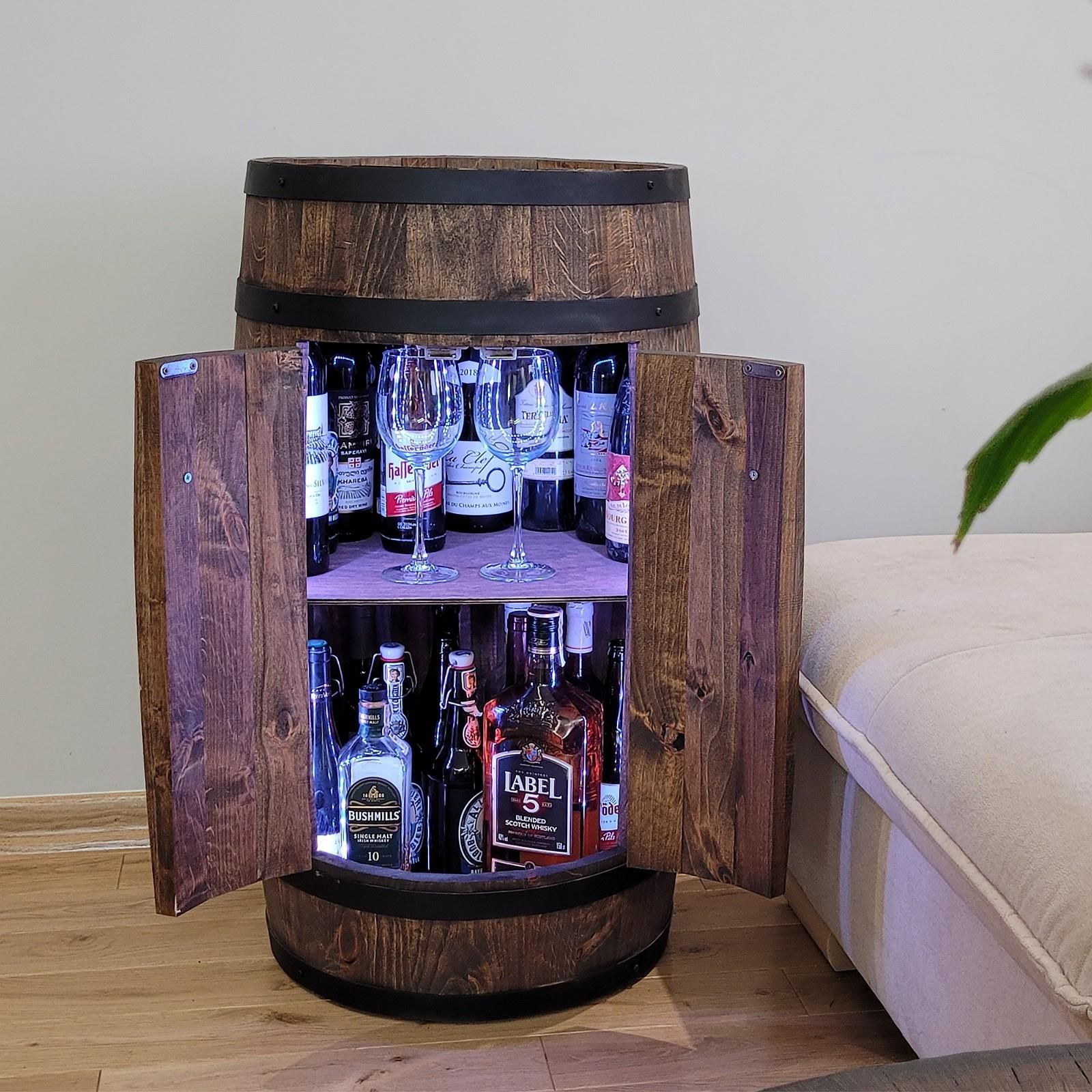 Weeco Bar Domowy Z Drewnianej Beczki Z Oświetleniem Led Rgb Zasilanie Z ...