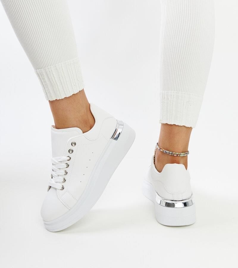 Sportowe buty białe damskie sneakersy na platformie 28209 rozmiar 39 ...