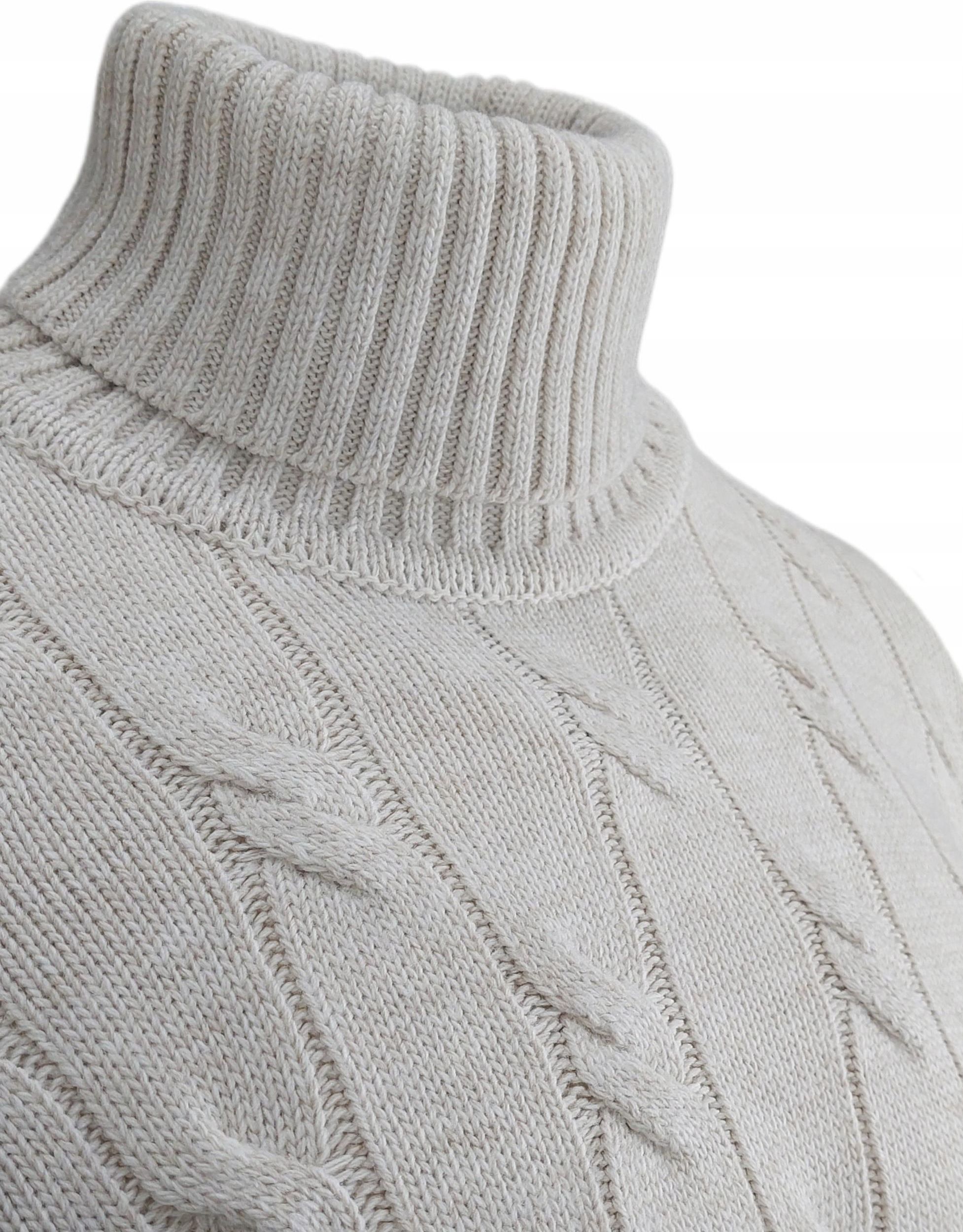 Sweter męski Golf gruby Ciepły Miły w dotyku Zimowy Beżowy r. XL - Ceny ...