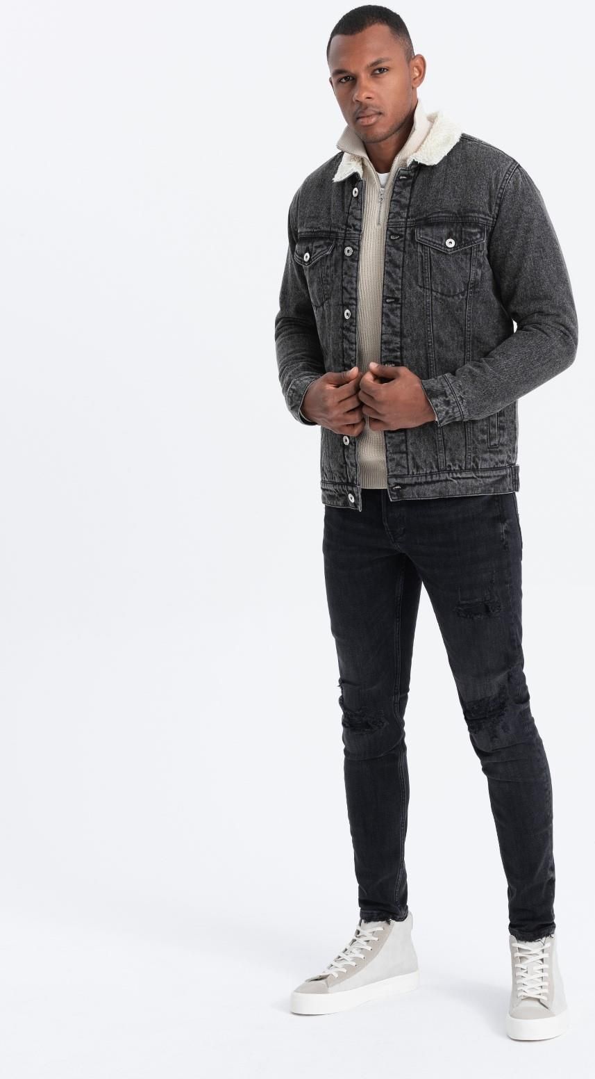 Kurtka męska jeansowa typu sherpa czarna V3 OM-JADJ-0125 XL - Ceny i ...