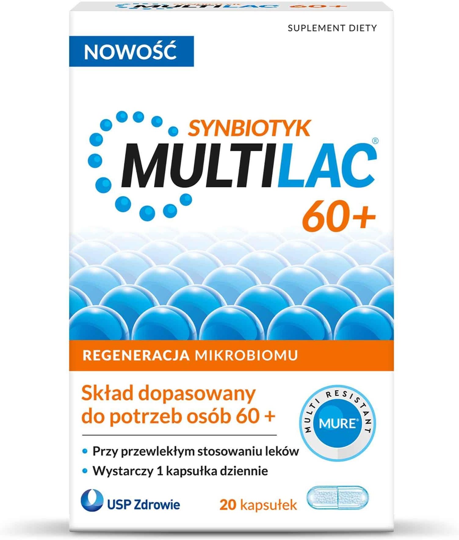 Usp Zdrowie Multilac 60+ Synbiotyk (Probiotyk + Prebiotyk) 20Kaps ...