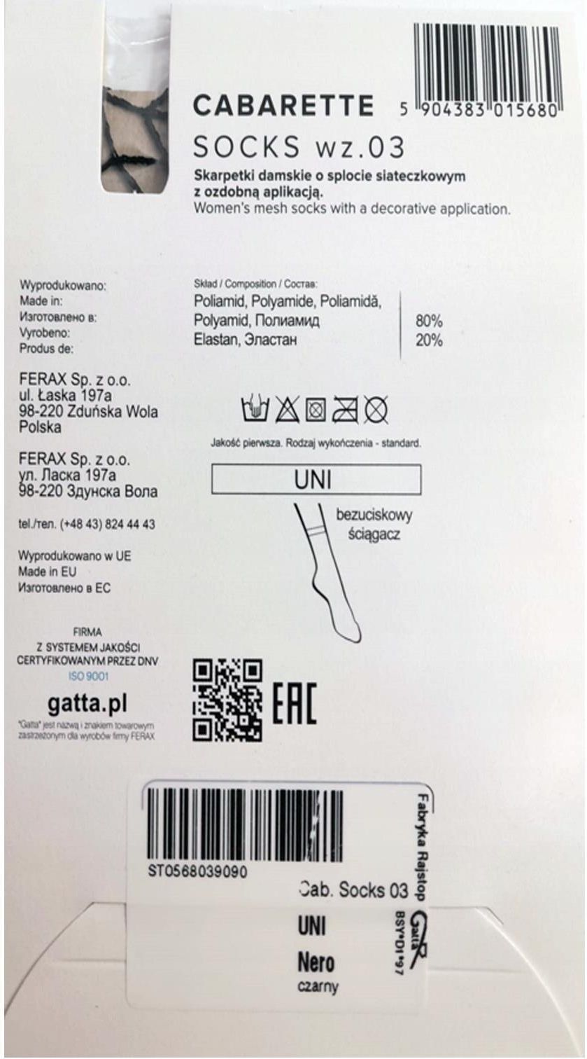 GATTA CABARETTE SOCKS - Skarpetki damskie wz. 03 Nero / UNI - Ceny i ...