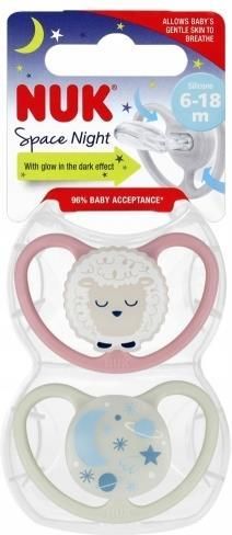 Nuk Smoczek Silikonowy Uspokajający 6-18M Space Night 2szt. 10736619 - Ceny i opinie - Ceneo.pl
