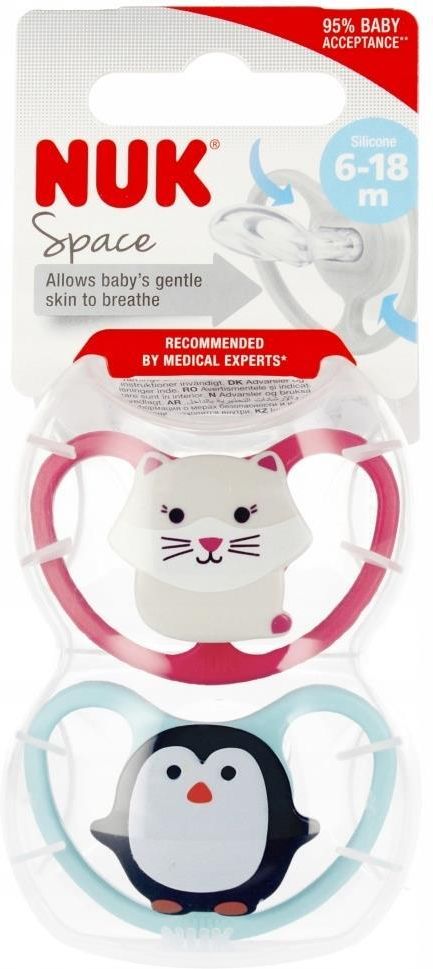 Nuk Smoczek Silikonowy Uspokajający 6-18M Space 2szt. 10736366 - Ceny i opinie - Ceneo.pl
