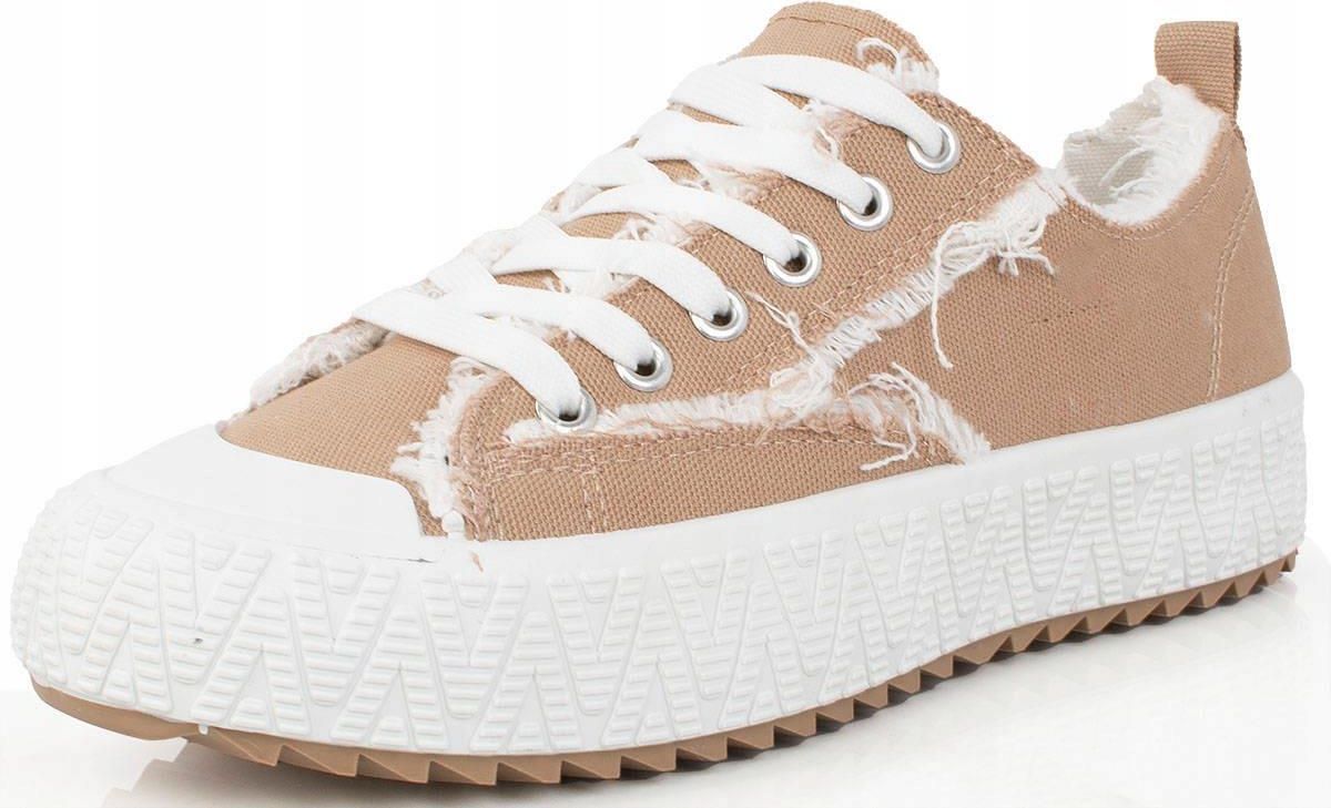 7517 Beżowe Niskie Trampki Platforma Tenisówki 37 - Ceny i opinie ...
