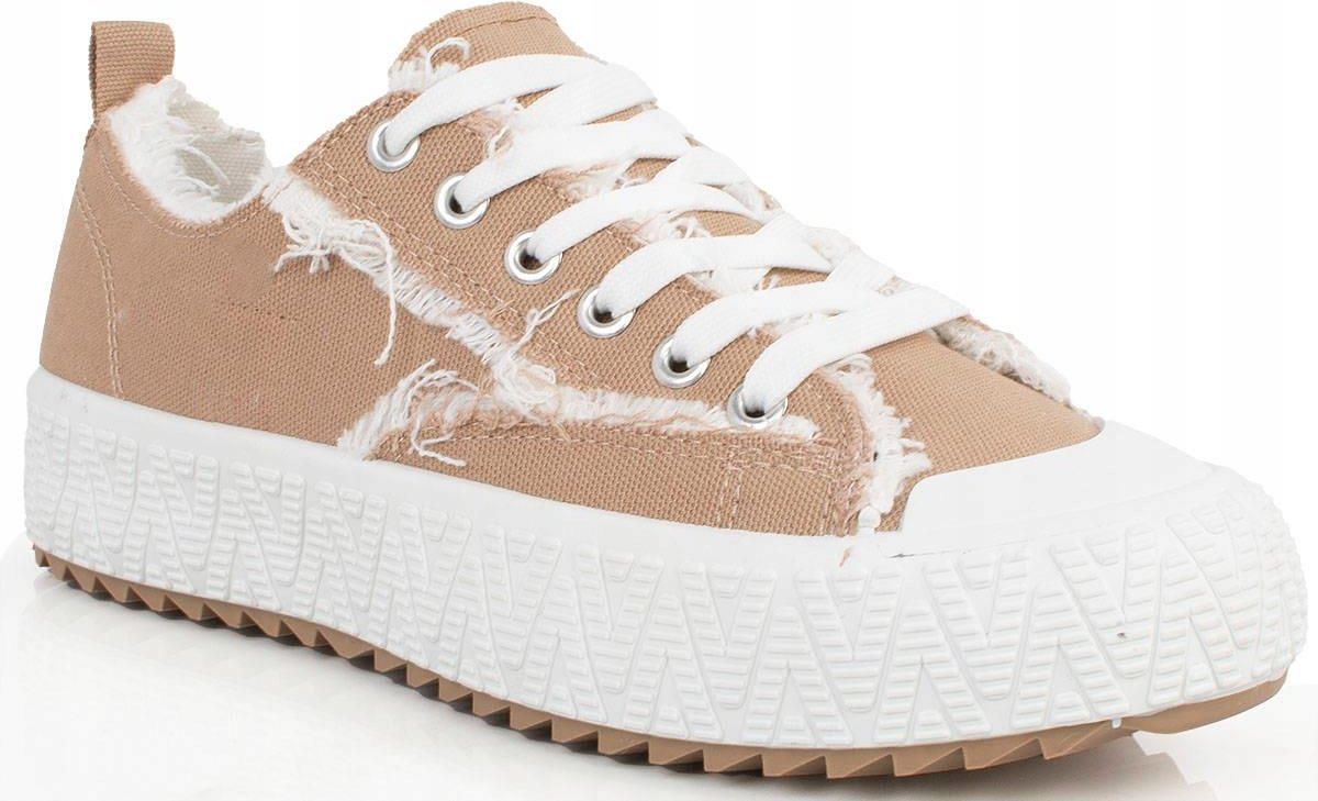 7517 Beżowe Niskie Trampki Platforma Tenisówki 37 - Ceny i opinie ...