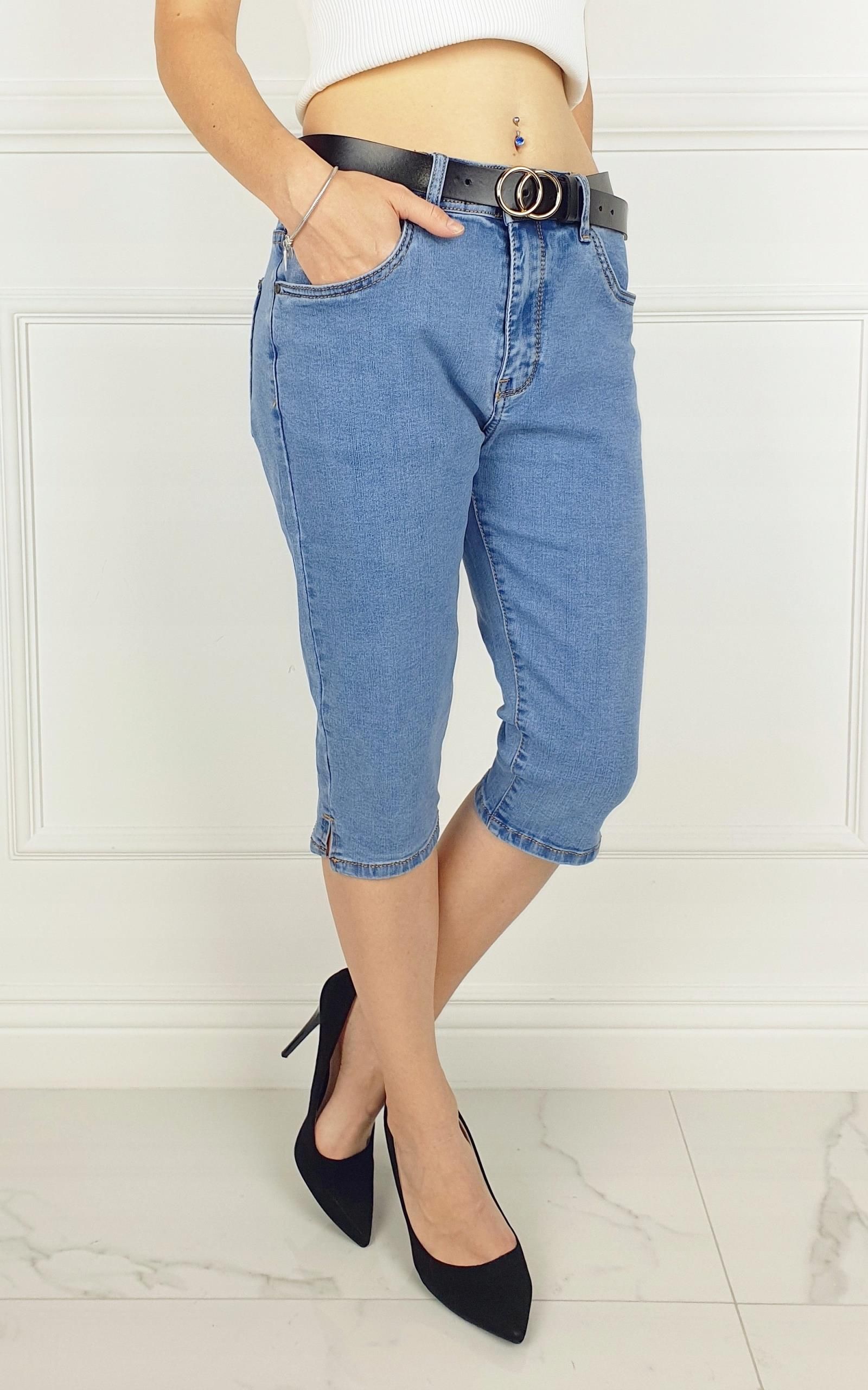 Damskie Spodnie Jeansowe Rybaczki Plus-Size Blue - Ceny i opinie - Ceneo.pl