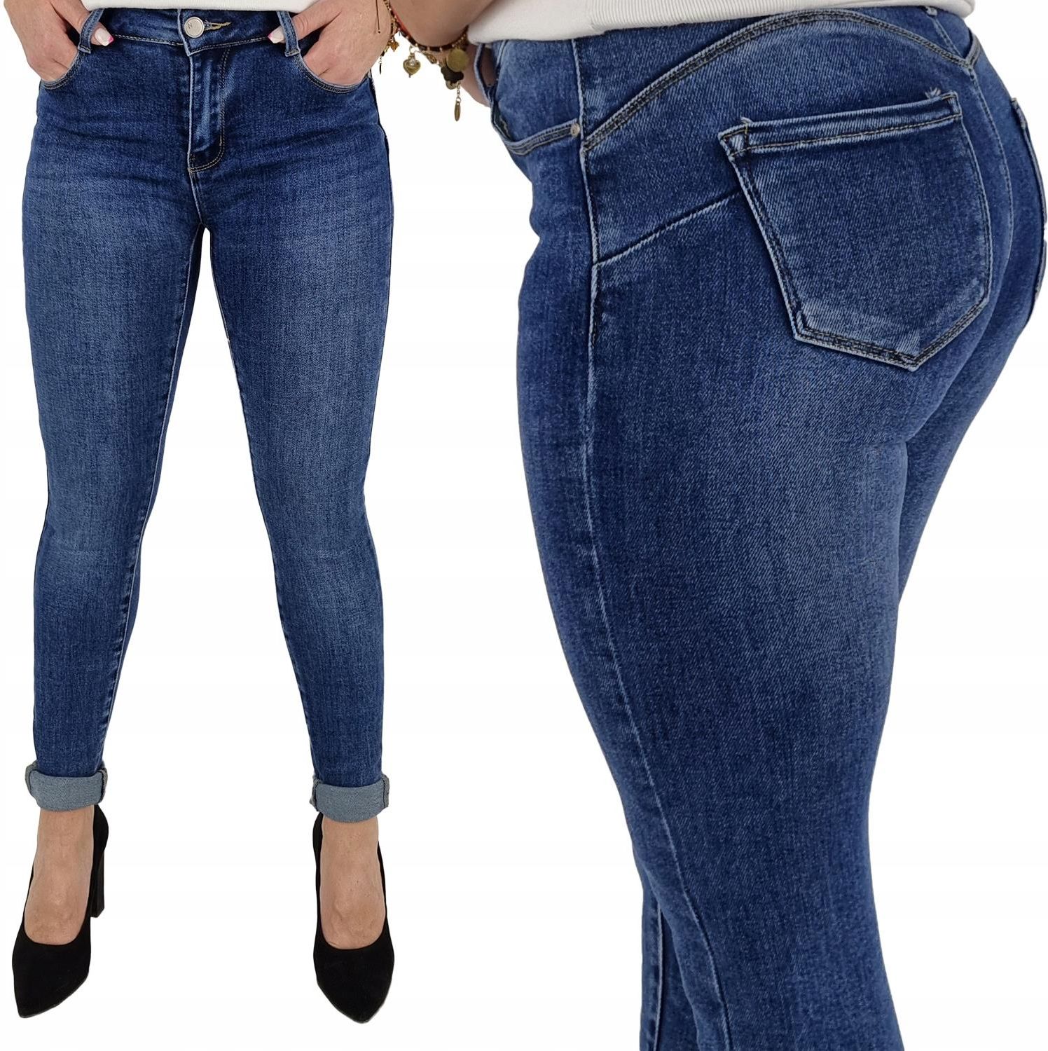 Damskie Spodnie M. Sara Modelujące Dopasowane Push Up Blue - Ceny i ...