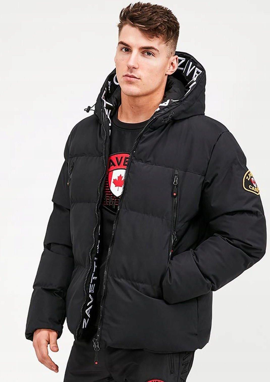 Zavetti Canada Czarna Pikowana Kurtka Malvini Kaptur Logo RY2 Xtr__s ...