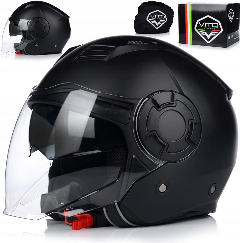 Kask motocyklowy Vito Helmets Isola Otwarty Czarny Matt + Blenda ...