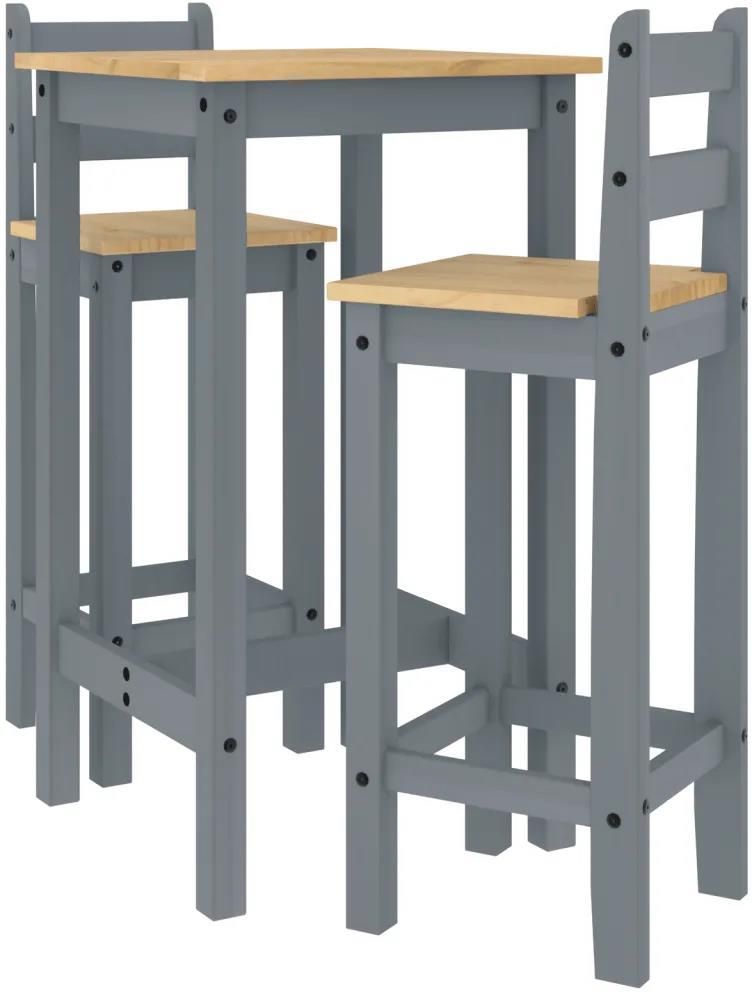 VidaXL 3-cz. zestaw mebli barowych szary lite drewno sosnowe (4005688 ...