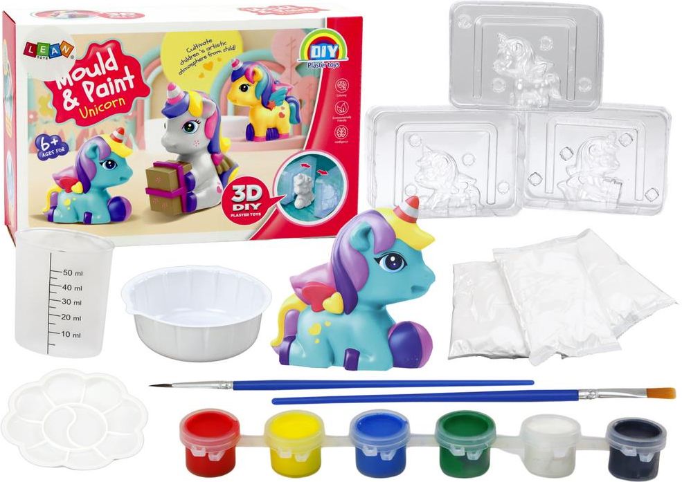 Lean Toys Zestaw Kreatywny Artystyczny Jednorożec 3D Gips Farbki - Ceny ...