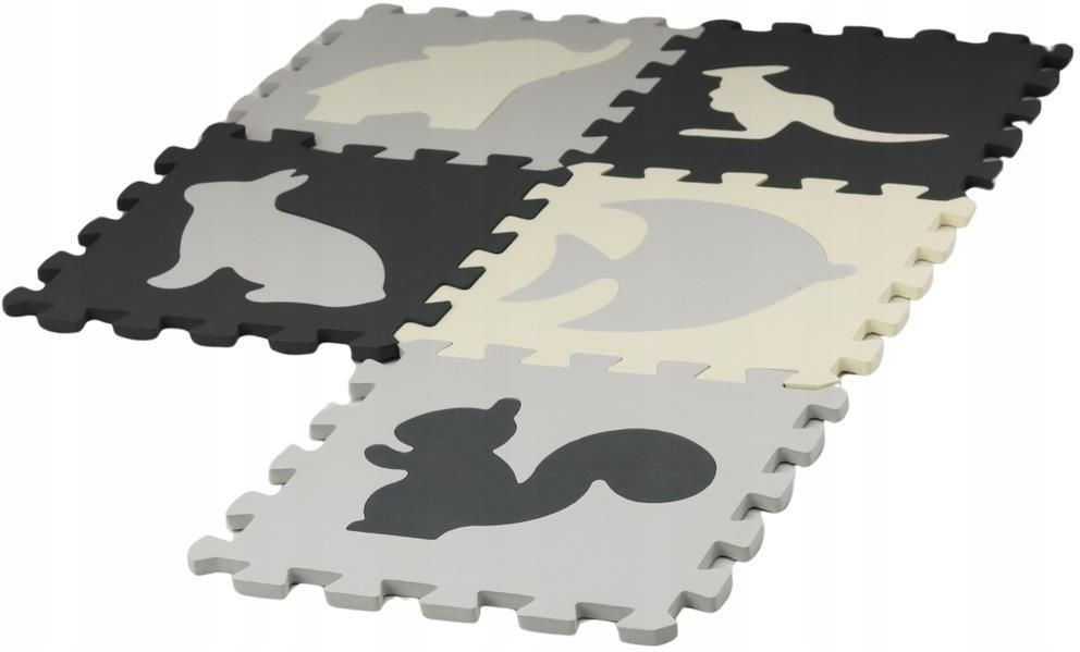 Lean Toys Miękkie Puzzle Mata Kontrastowa Edukacyjna Pianka Eva Szare ...