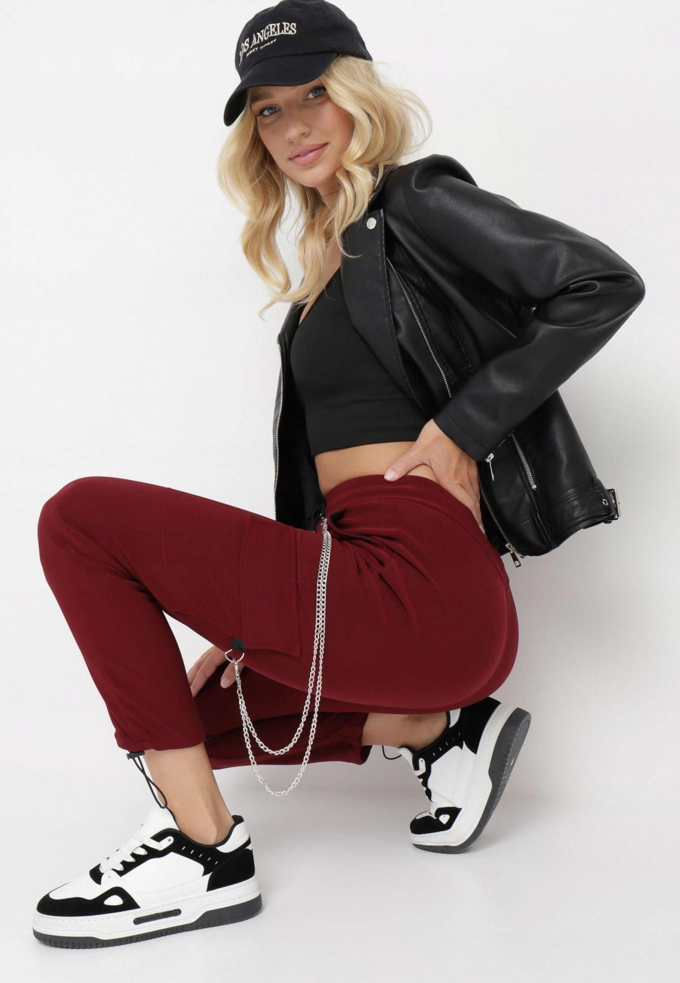 Born2Be Bordowe Spodnie damskie L/XL Dresowe - Ceny i opinie - Ceneo.pl