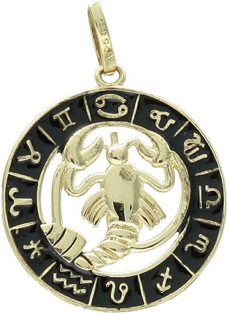 Diament Złota Zawieszka 585 Znak Zodiaku Rak Z Czarną Emalią W Kółku ...