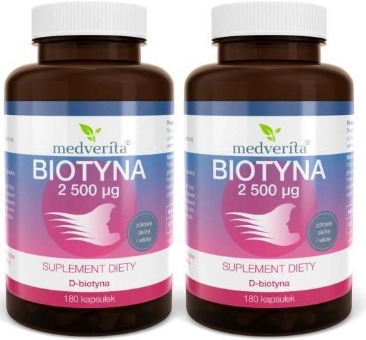 Medverita Biotyna 2500 mcg Witamina B7 / H 2x180 kaps - Opinie i ceny ...