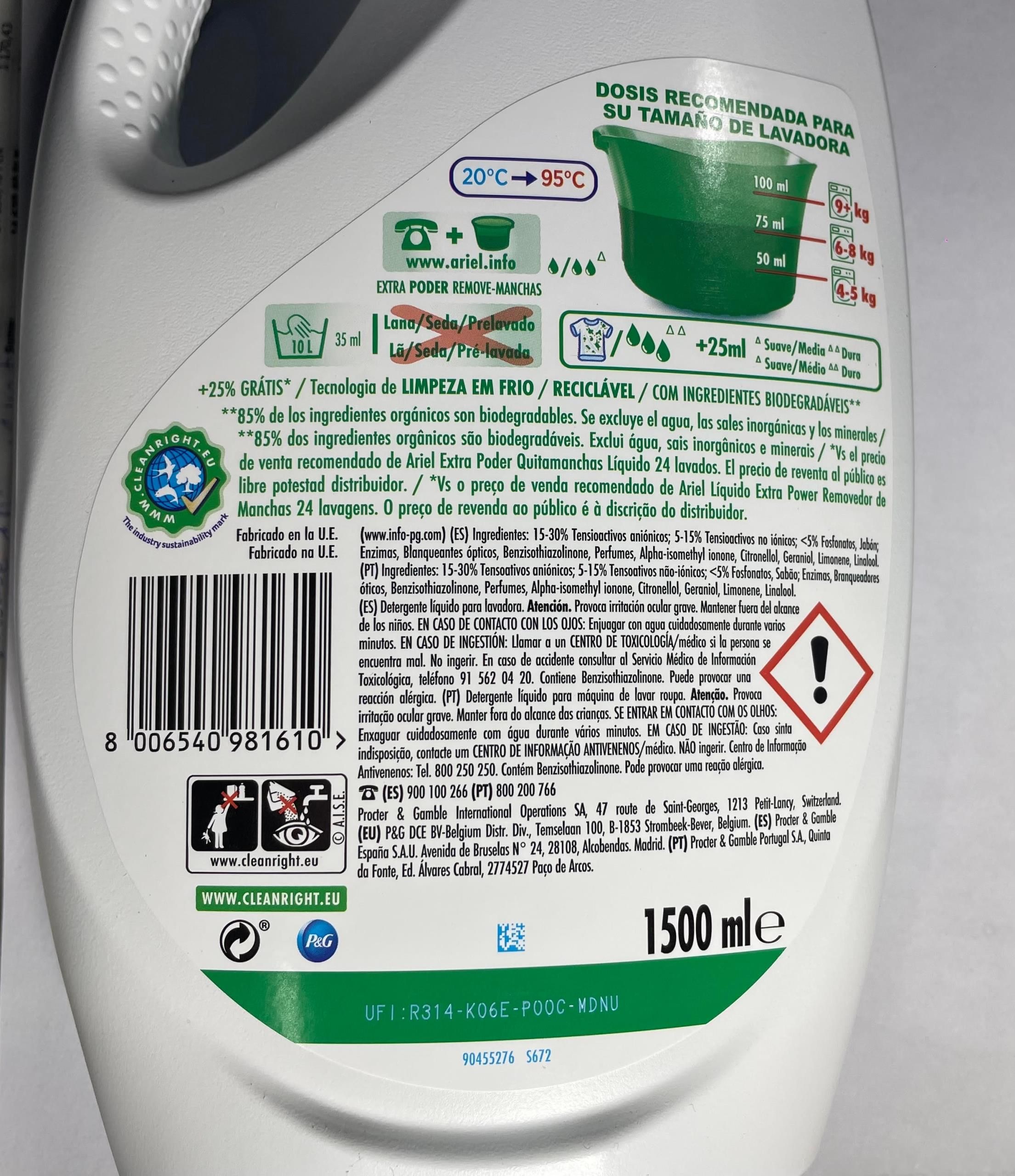 Ariel żel do prania Extra Poder Quitamanchas 1.5 l - Opinie i ...