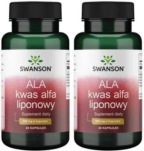 Zestaw 2x ALA Kwas Alfa Liponowy 600mg 60 kaps, Swanson - Opinie i ceny na Ceneo.pl