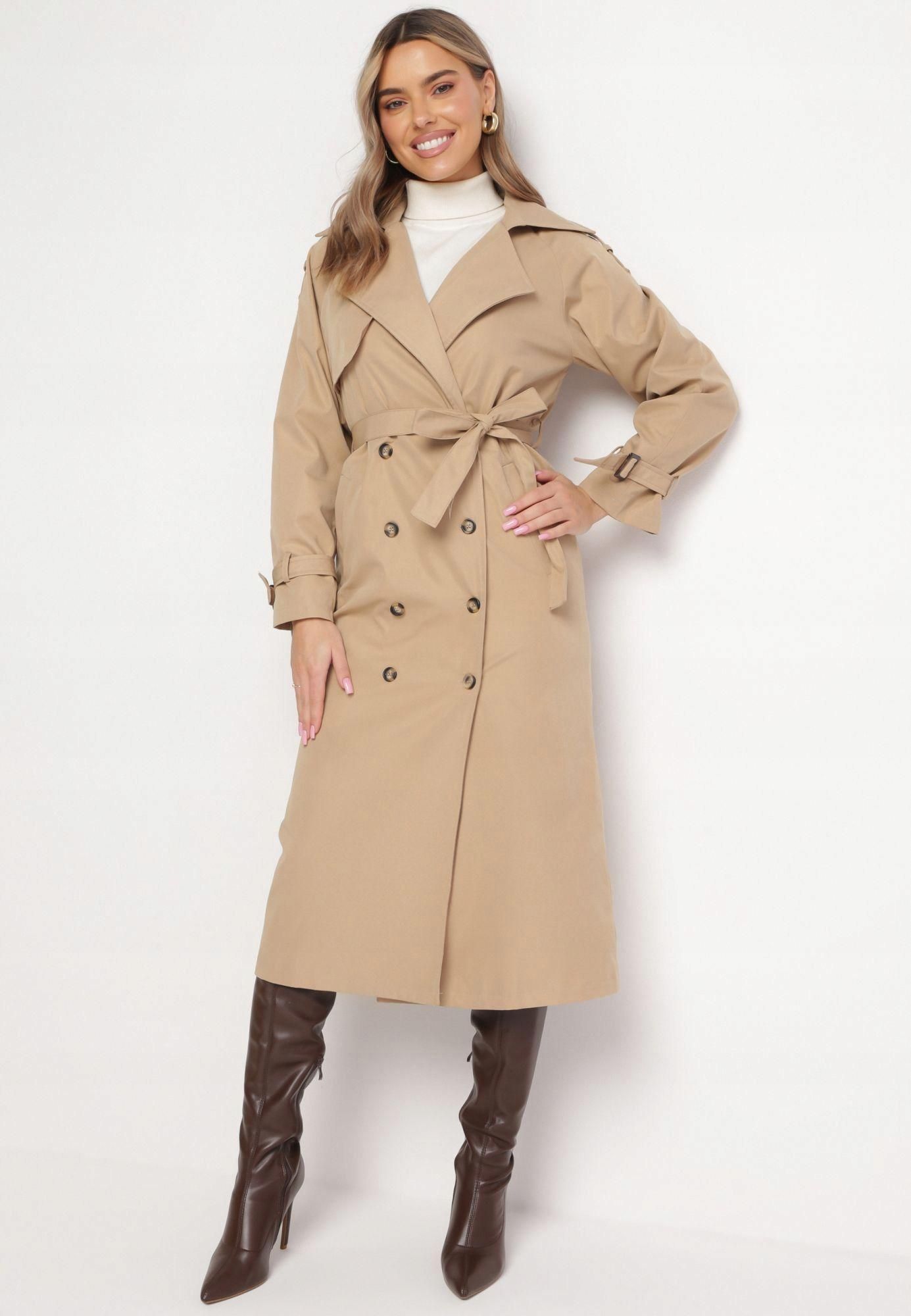 Born2Be Beżowy Płaszcz damski S Trencze Wiosna - Ceny i opinie - Ceneo.pl