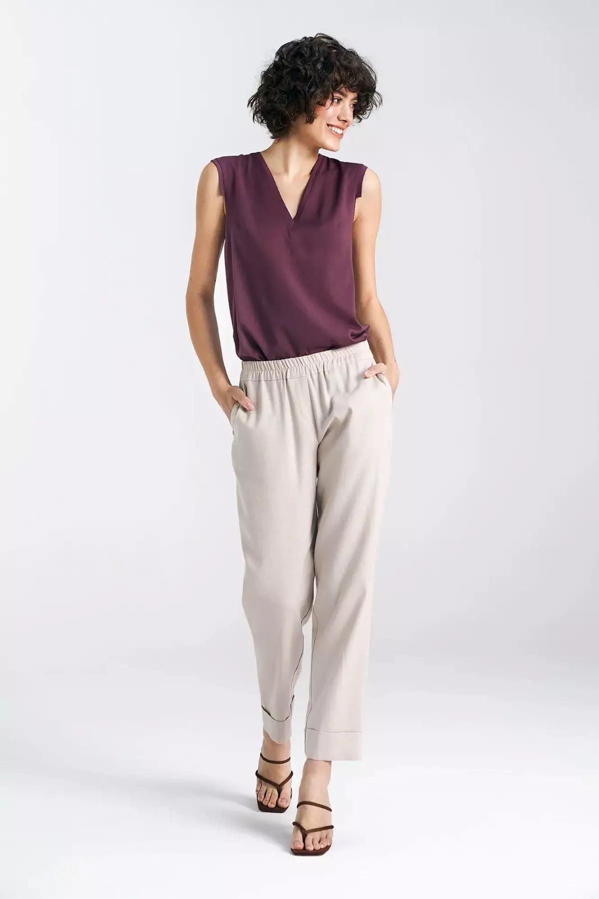 Luźne spodnie damskie na ciepłe dni (Beżowy, M) - Ceny i opinie - Ceneo.pl