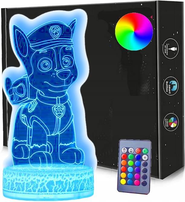 Lampka Nocna 3D Led Chase Psi Patrol Usb Baterie Pilot Rgb - Opinie i ...