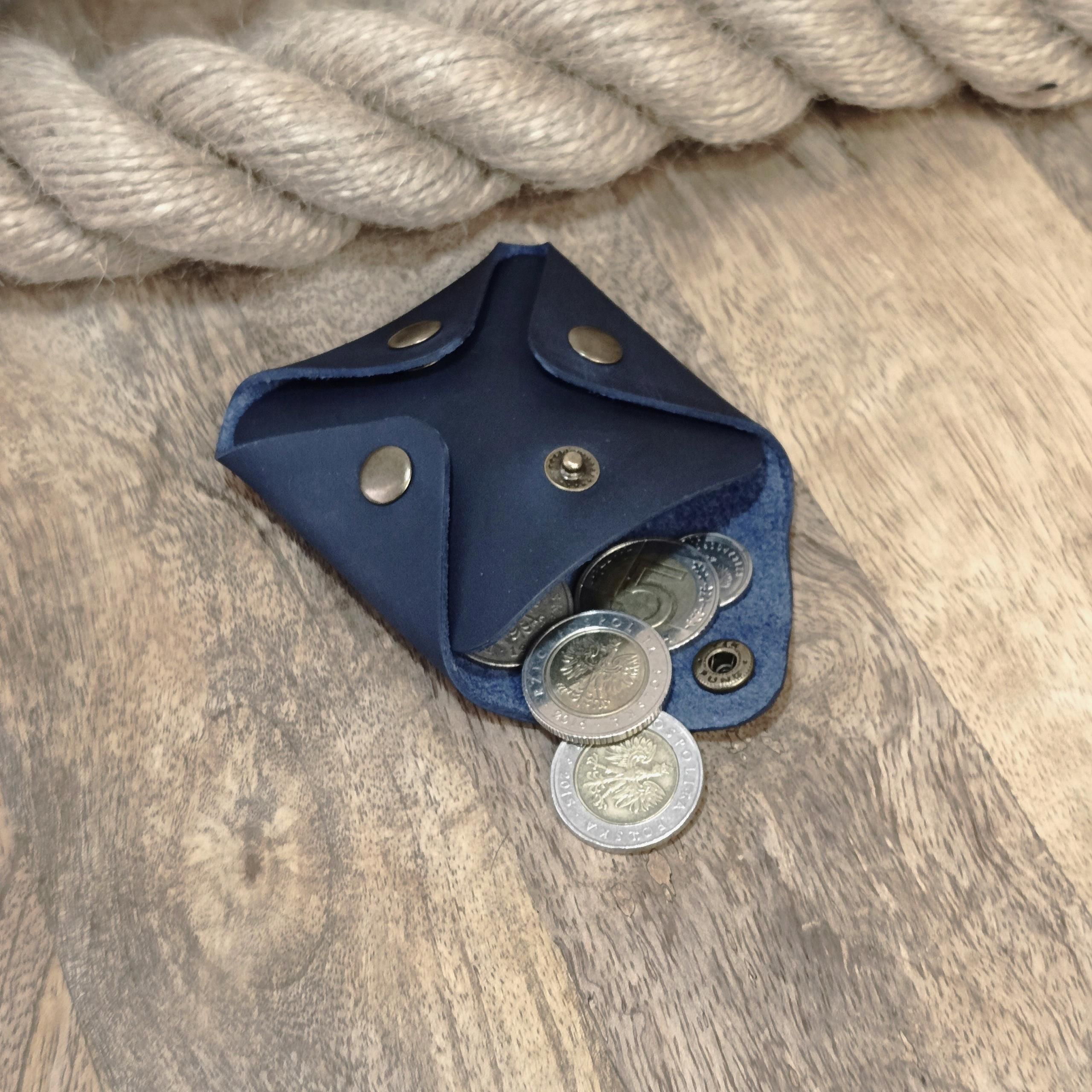 Portfel na monety z grawerem Bilonówka Etui na monety ciemny granatowy ...